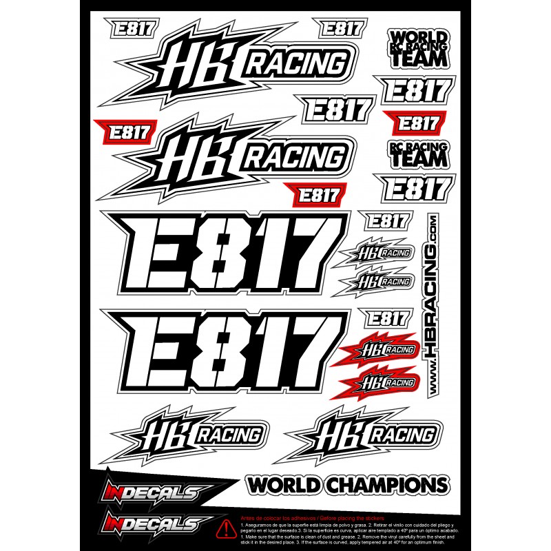 Sticker sheet HB E817 para Coches RC - 21x15 cm
